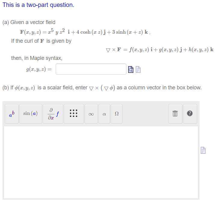 Solved This is a two-part question. (a) Given a vector field | Chegg.com