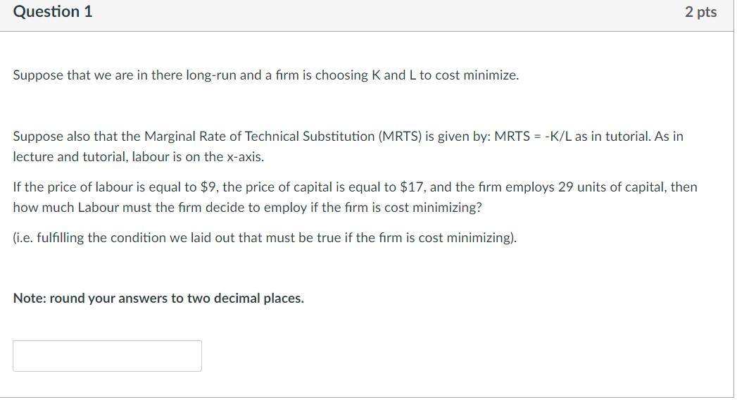 Solved Question 1Suppose that we are in there long-run and a | Chegg.com