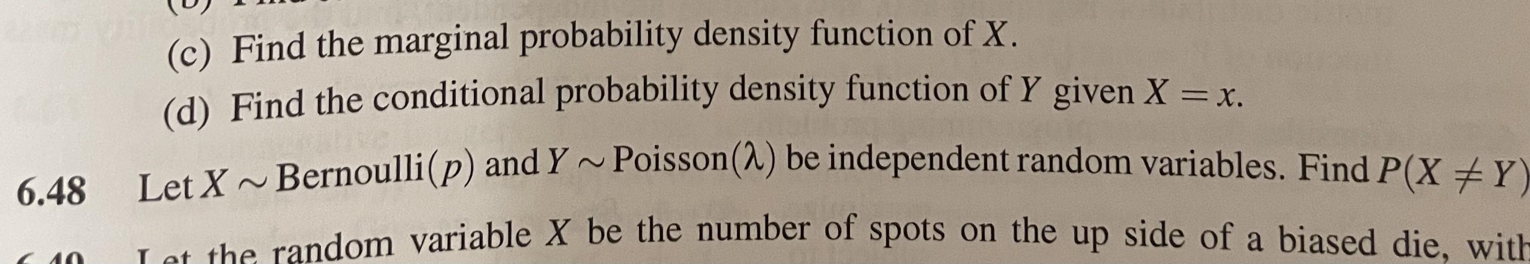 (c) Find the marginal probability density function of | Chegg.com