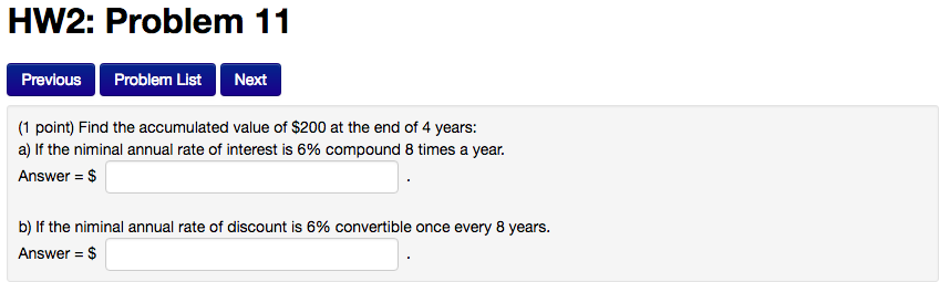 Solved HW2: Problem 11 Previous Problem List Next (1 point) | Chegg.com