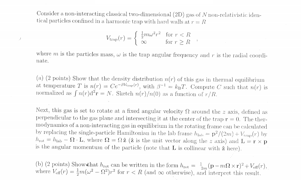 Consider a non-interacting classical two-dimensional | Chegg.com