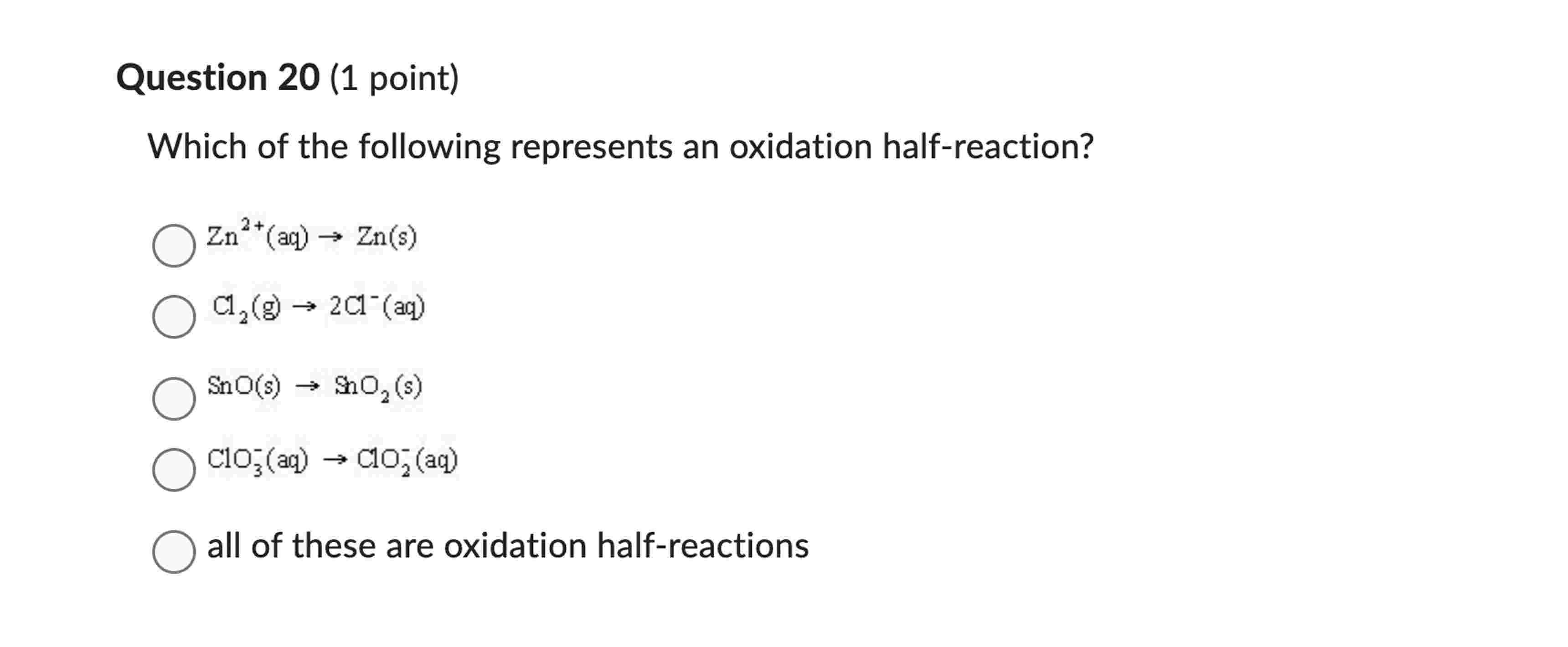 Question 20 (1 ﻿point)Which of ﻿the following | Chegg.com