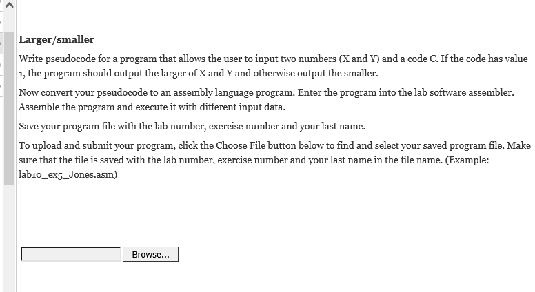 Larger/smaller Write pseudocode for a program that | Chegg.com