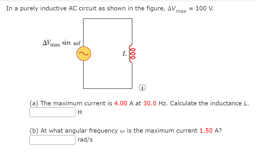 Solved In a purely inductive AC circuit as shown in the | Chegg.com