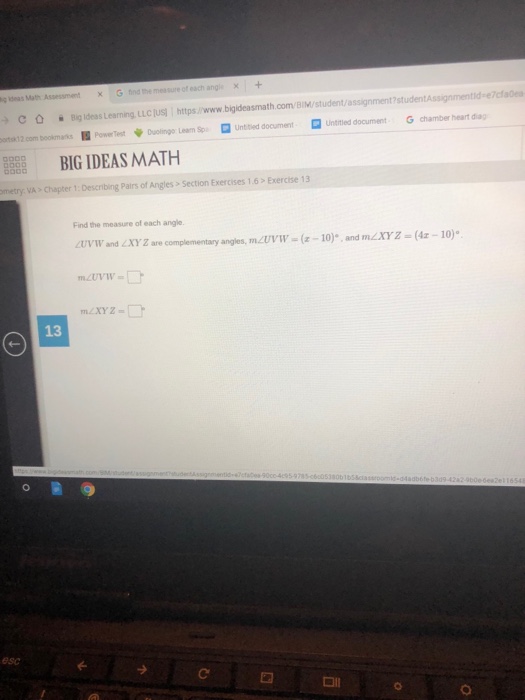 Solved the measure of each anglex+ hg ideas Math Assessment | Chegg.com