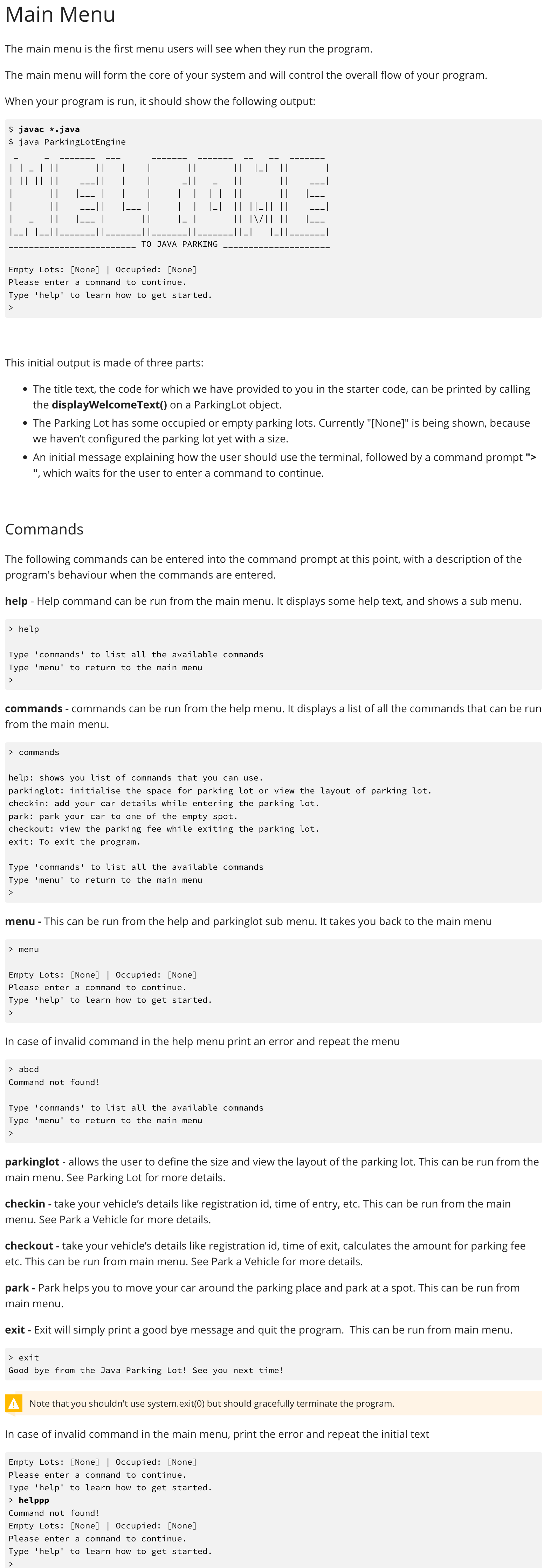 Solved Java Program about Parking Lot Management SystemIt | Chegg.com