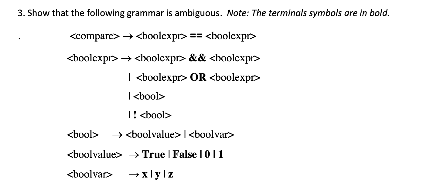 Solved Show that the following grammar is ambiguous. Note: | Chegg.com