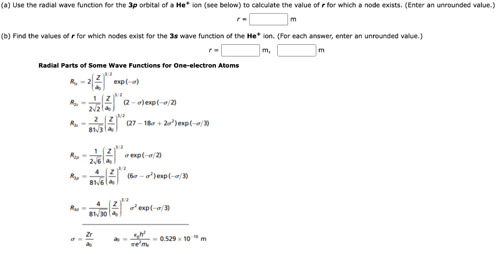 Solved Radial Parts of Some Wave Functions for One-electron | Chegg.com