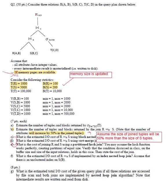 Solved Q2. (50 pts.) Consider three relations | Chegg.com