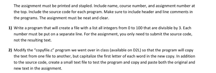 Solved The assignment must be printed and stapled. Include | Chegg.com