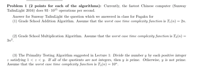 Solved Problem 1 (2 points for each of the algorithms): | Chegg.com