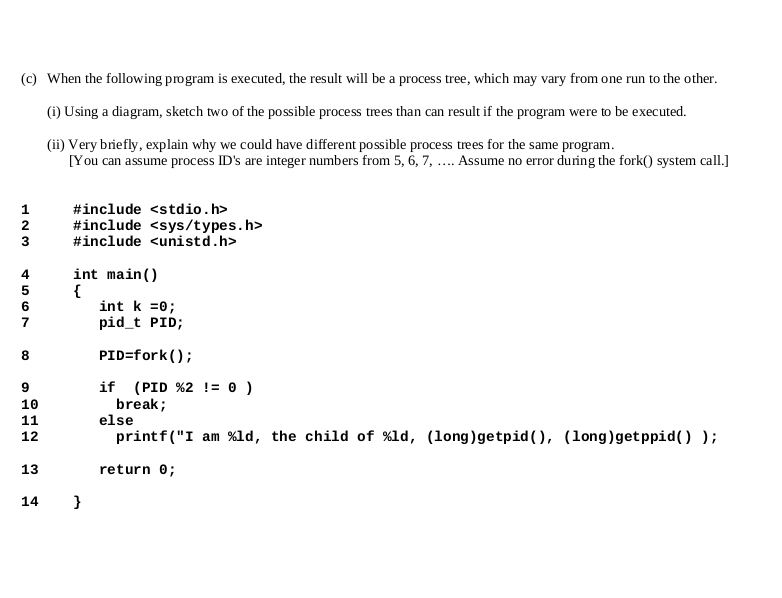 (c) When the following program is executed, the | Chegg.com