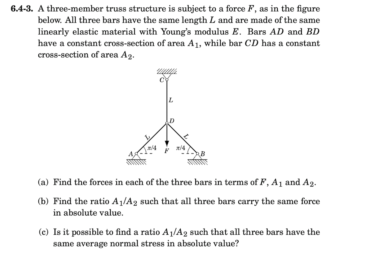 Solved 6.4-3. A three-member truss structure is subject to a | Chegg.com