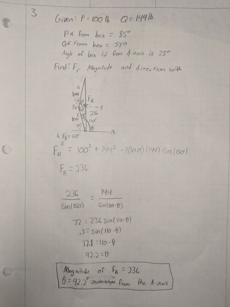 Solved Problem 3: Two forces, P and Q, are applied to the | Chegg.com
