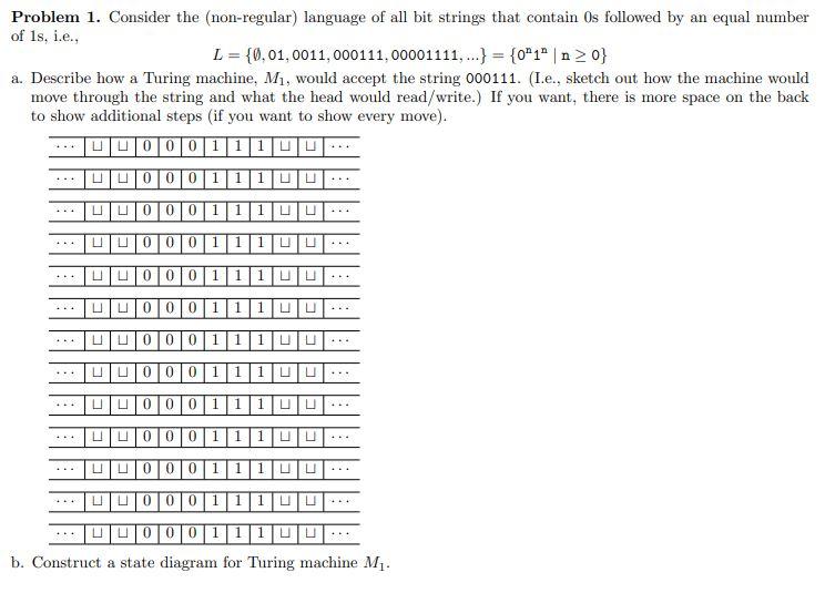Solved Problem 1. Consider the (non-regular) language of all | Chegg.com