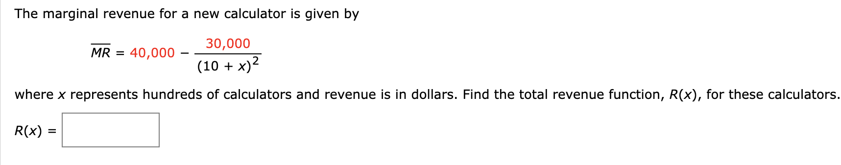 Solved The marginal revenue for a new calculator is given by | Chegg.com