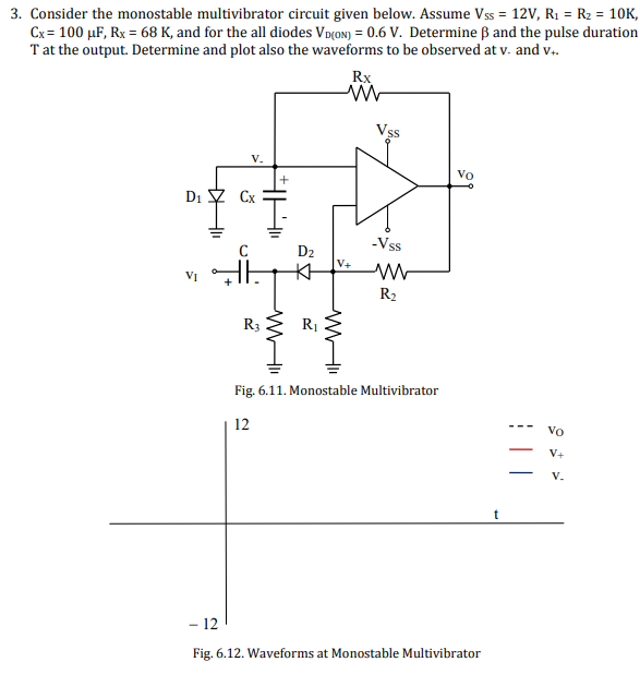 Solved 3. Consider the monostable multivibrator circuit | Chegg.com