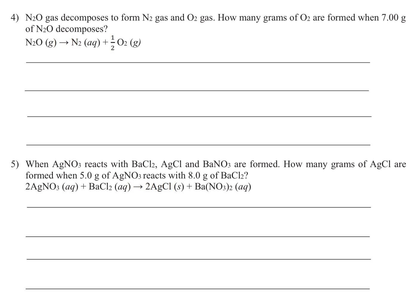 Solved 4) N20 gas decomposes to form N2 gas and O2 gas. How | Chegg.com