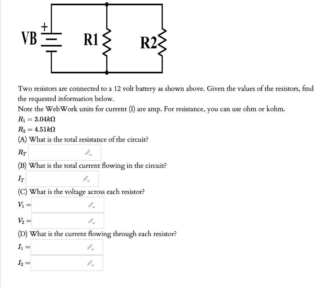 Solved + VB = R1 R2S Two resistors are connected to a 12 | Chegg.com