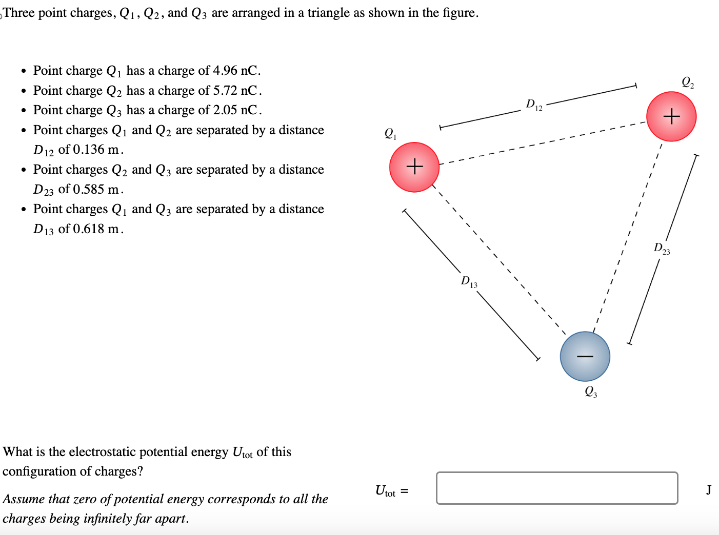 Solved Three point charges, Q1,Q2, ﻿and Q3 ﻿are arranged in | Chegg.com