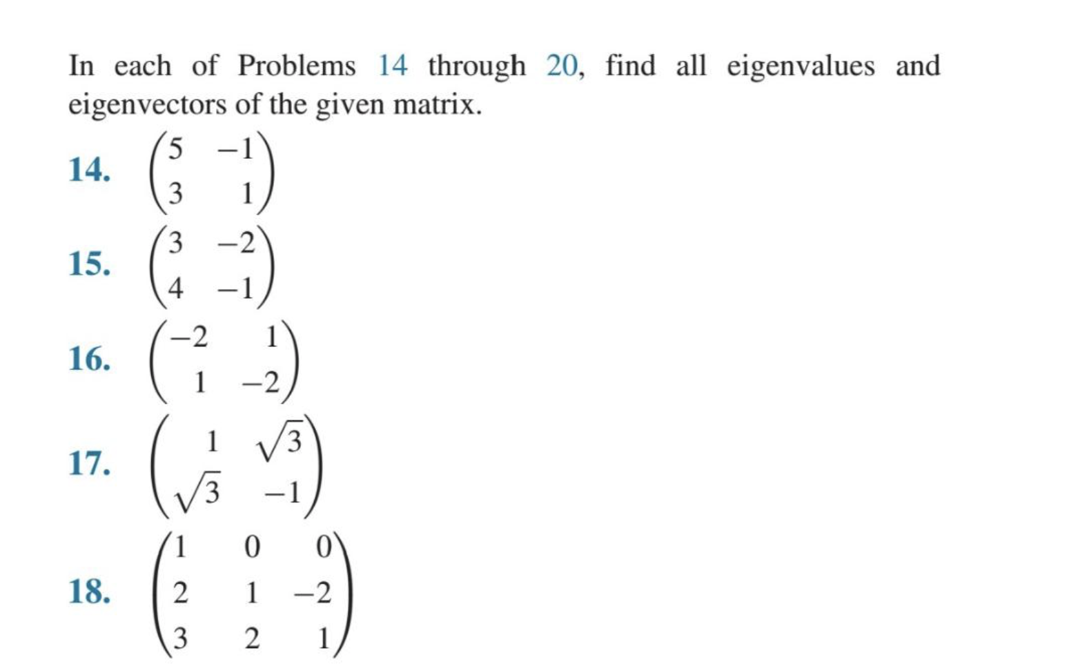 Solved In each of Problems 14 through 20, find all | Chegg.com