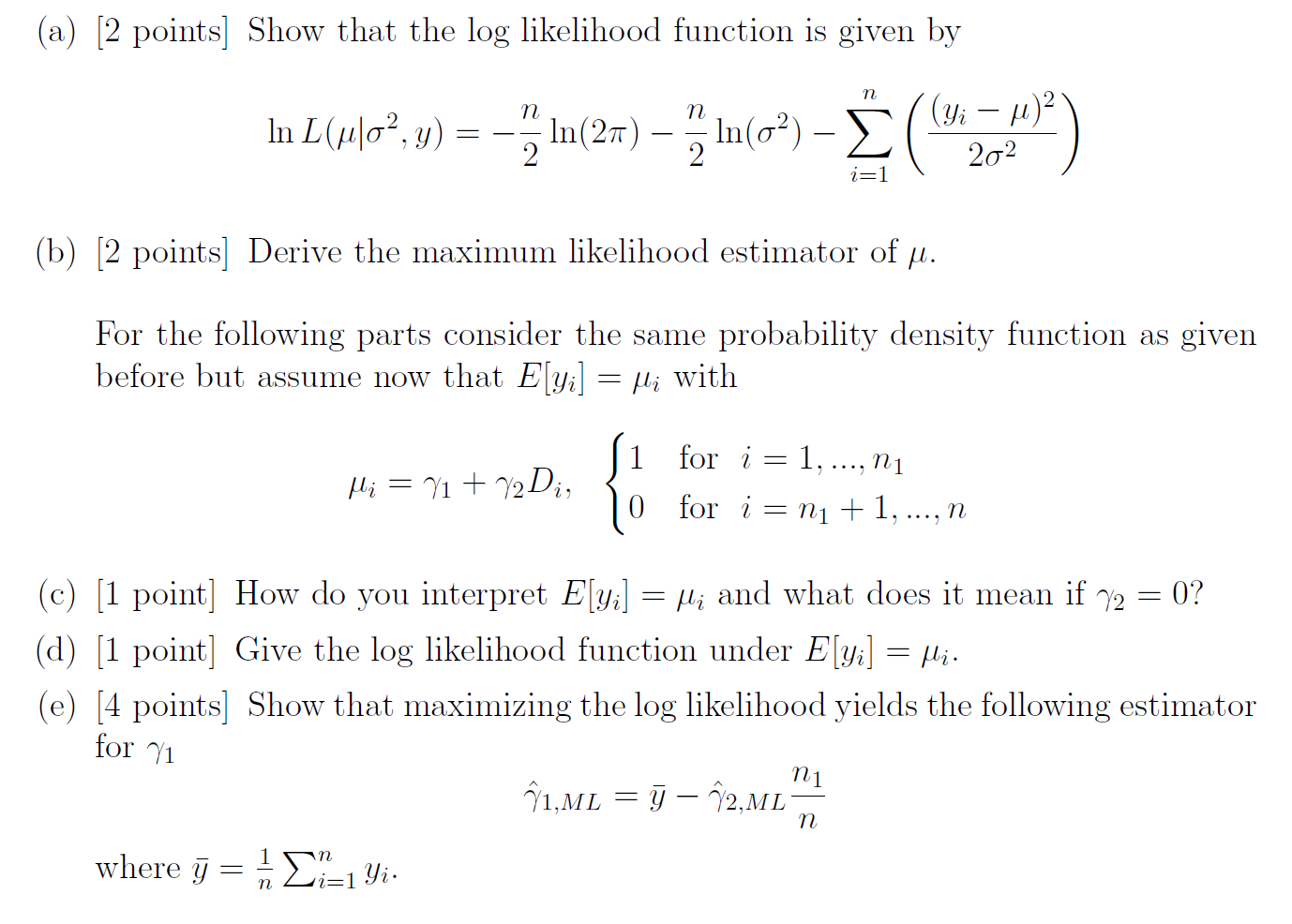 Let Yi, i = 1, ..., n, be independent random | Chegg.com