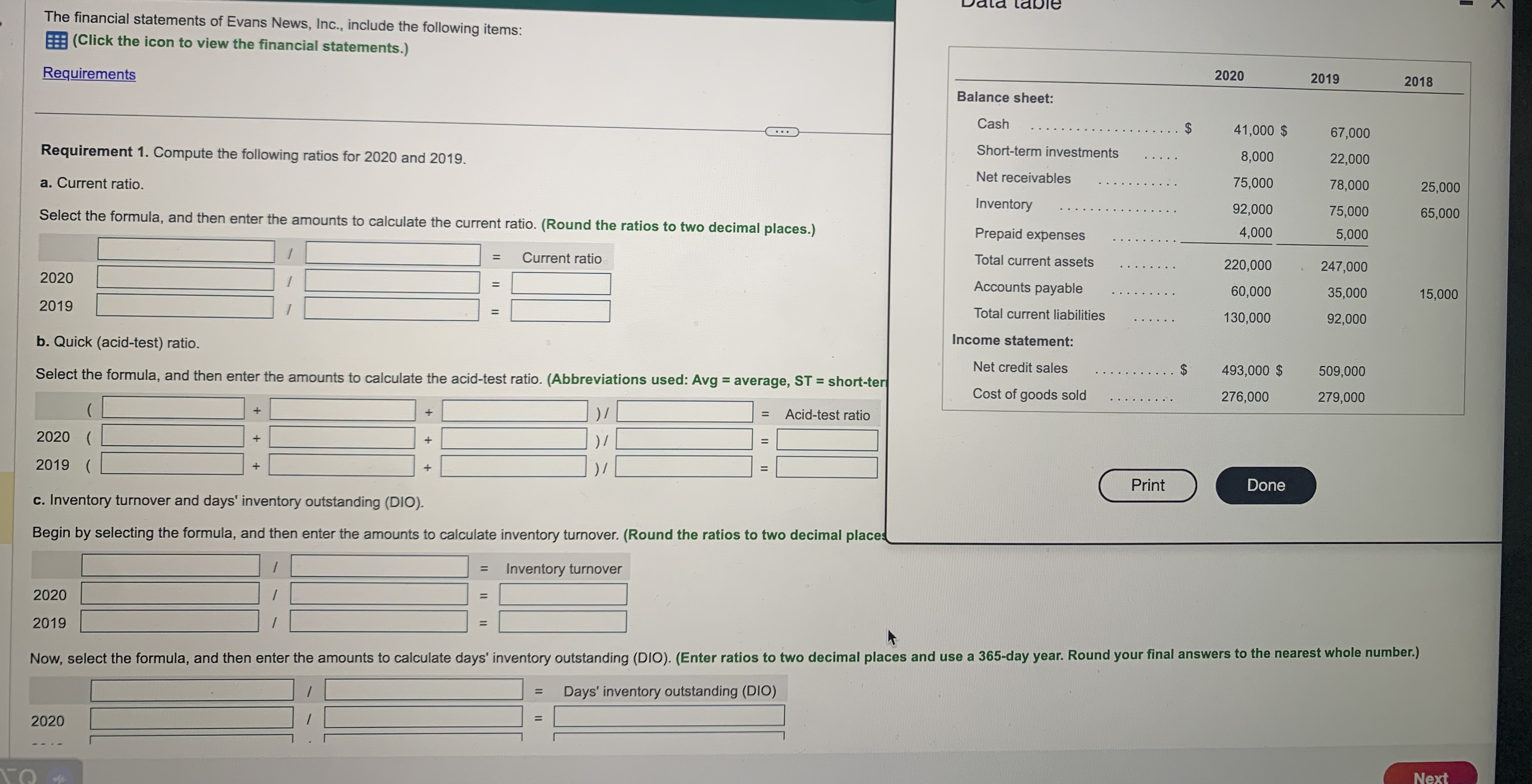 Solved The financial statements of Evans News, Inc., include | Chegg.com