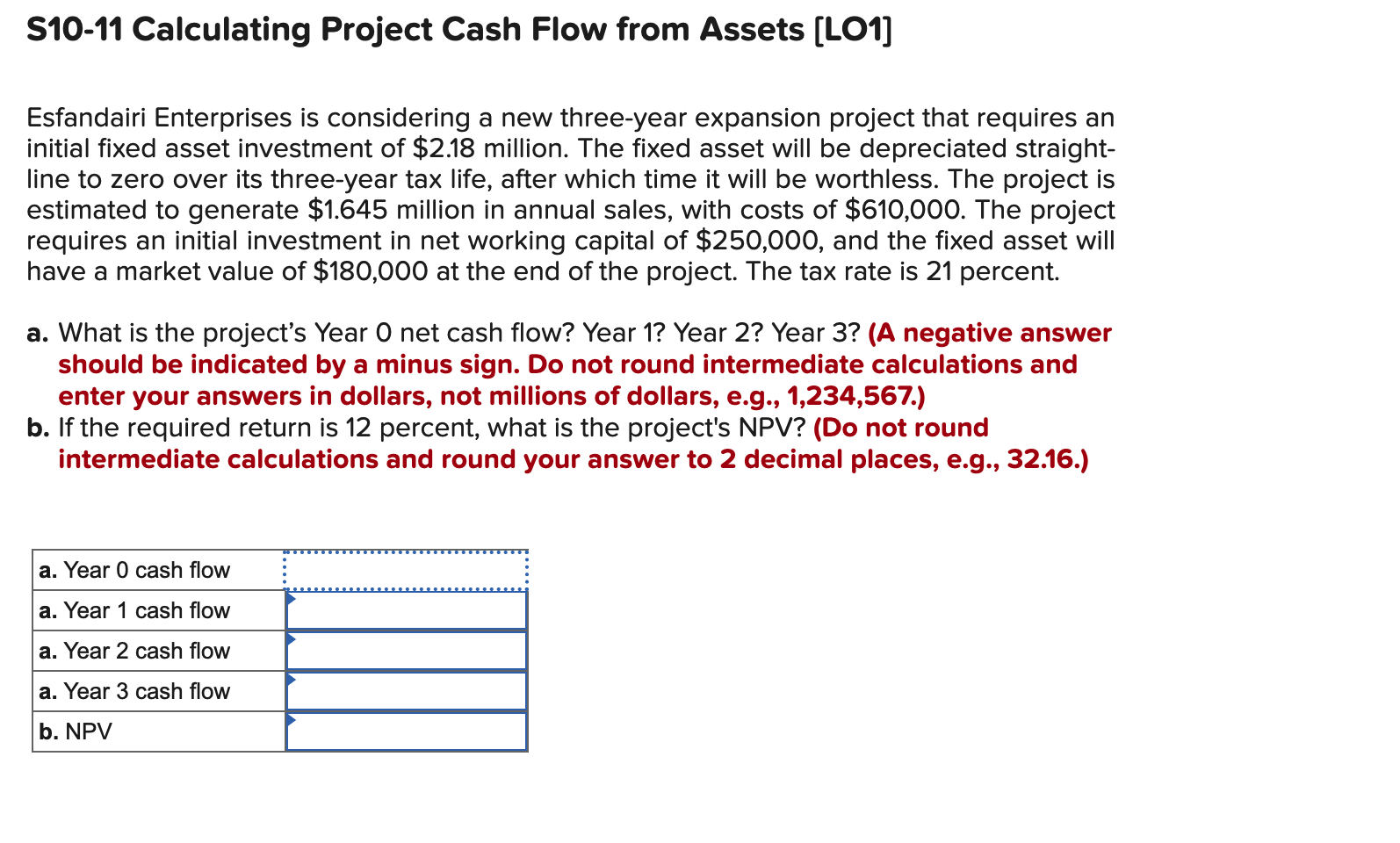 Solved S10 11 Calculating Project Cash Flow From Assets