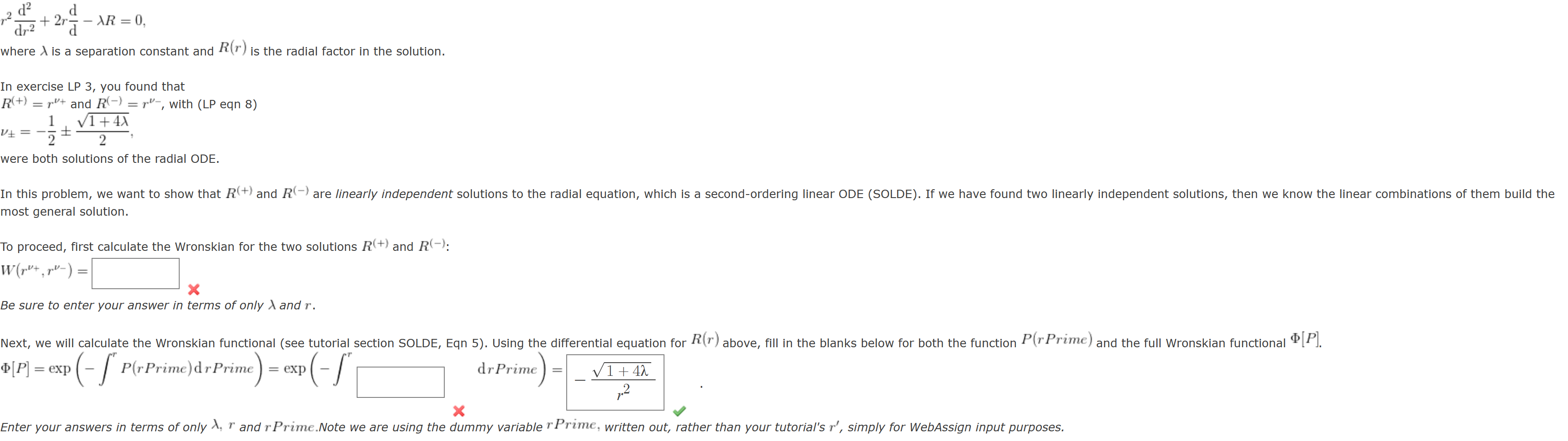 r2 dr2d2+2rdd−λR=0 where λ is a separation constant | Chegg.com
