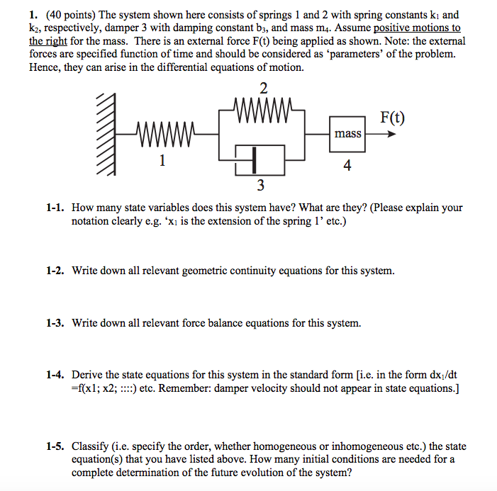 1. (40 points) The system shown here consists of | Chegg.com