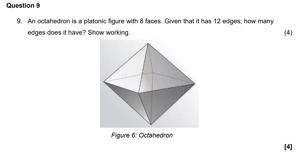 Solved Question 9 9. An octahedron is a platonic figure with | Chegg.com