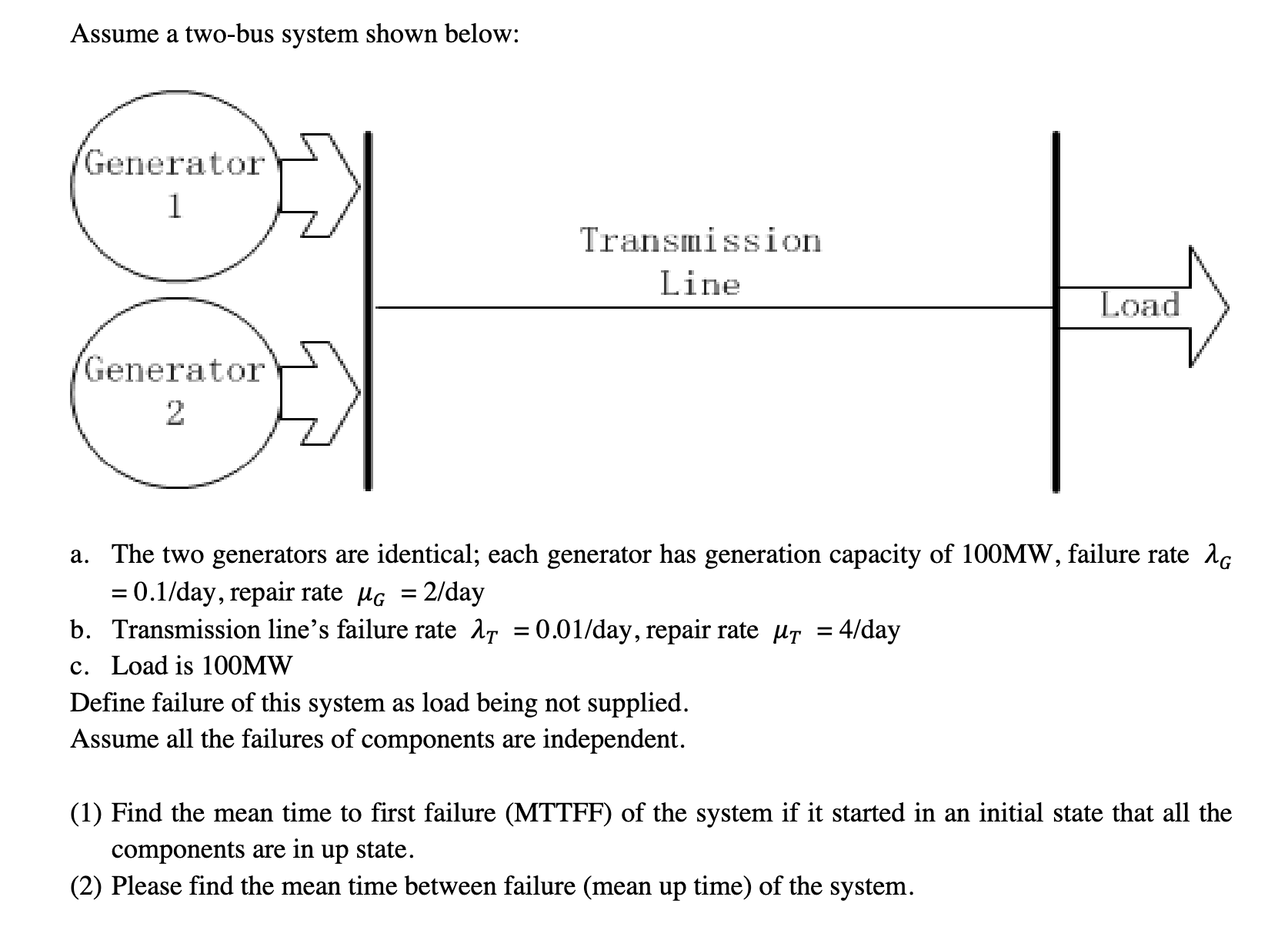 Solved Assume a two-bus system shown below: a. The two | Chegg.com