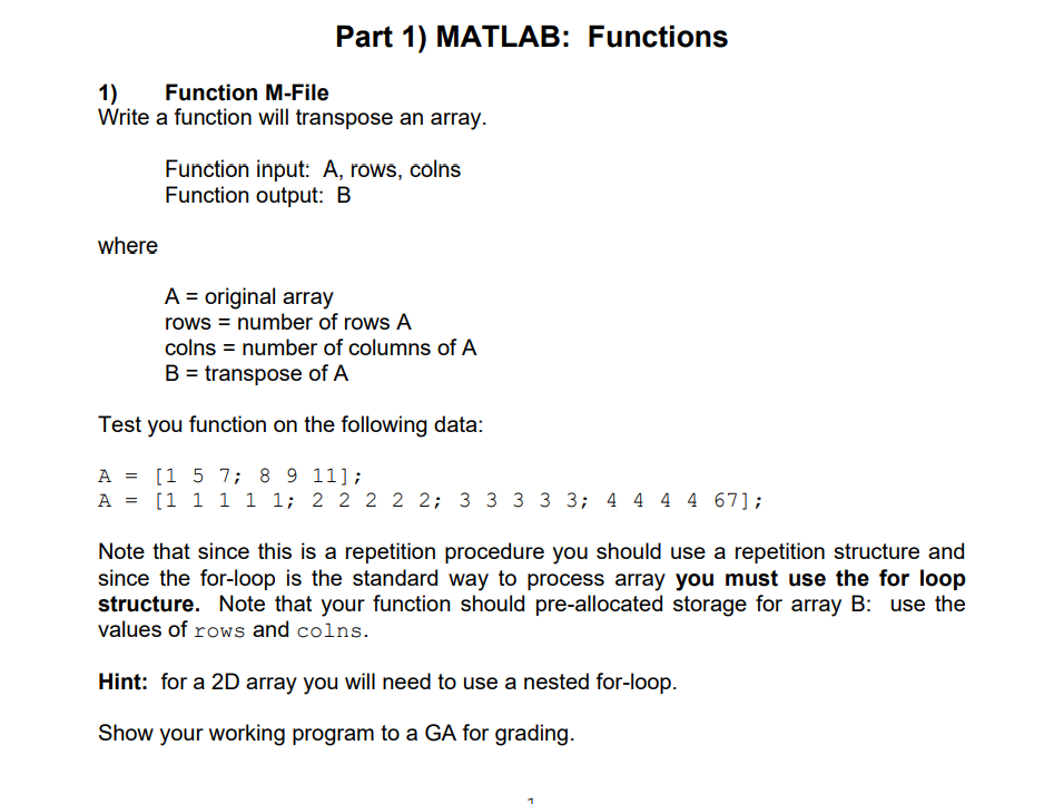 Solved Part 1 Matlab Functions 1 1 Function M File Write 4049