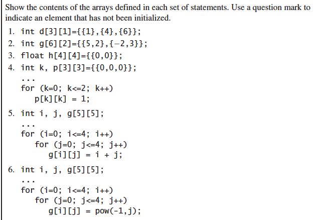 Solved Show the contents of the arrays defined in each set | Chegg.com