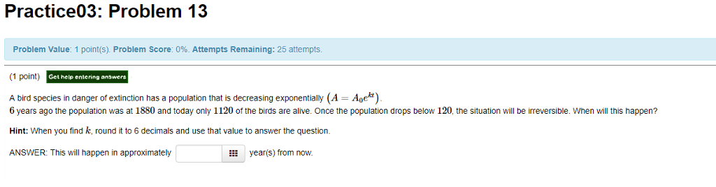 Solved Practice03: Problem 13 Problem Value: 1 point(s). | Chegg.com