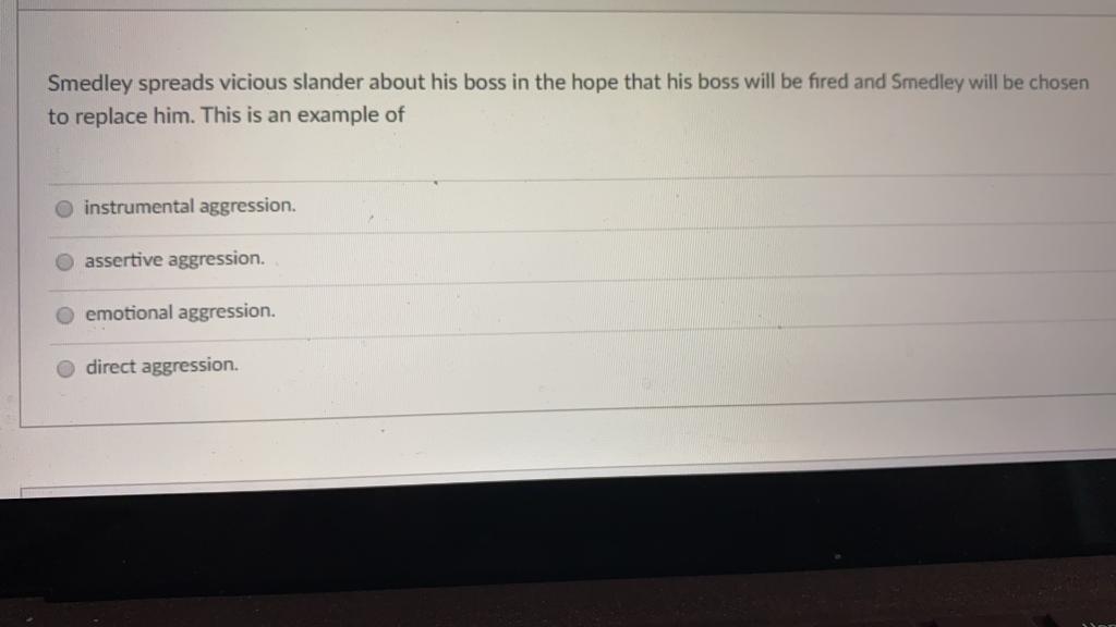 Solved Smedley spreads vicious slander about his boss in the | Chegg.com