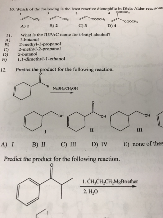 Solved Which of the following is the least reactive | Chegg.com