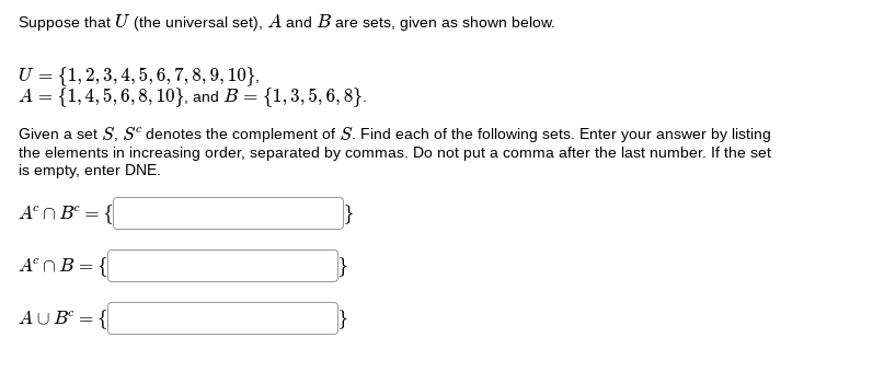 Solved Suppose That U The Universal Set A And B Are Sets