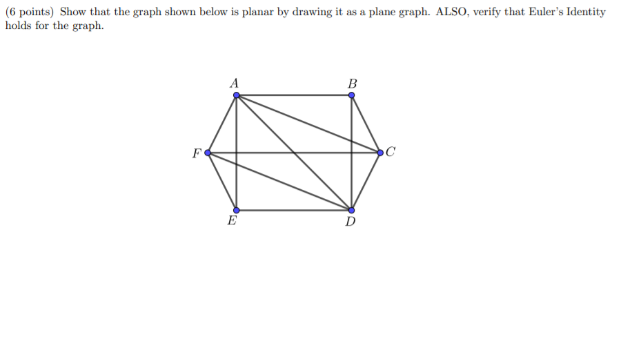 Solved (6 points) Show that the graph shown below is planar | Chegg.com