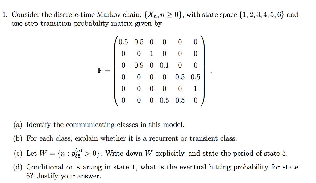 Solved 1. Consider the discrete-time Markov chain, {Xn, | Chegg.com