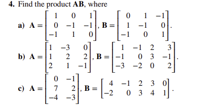 Solved Find the product AB, where a) | Chegg.com