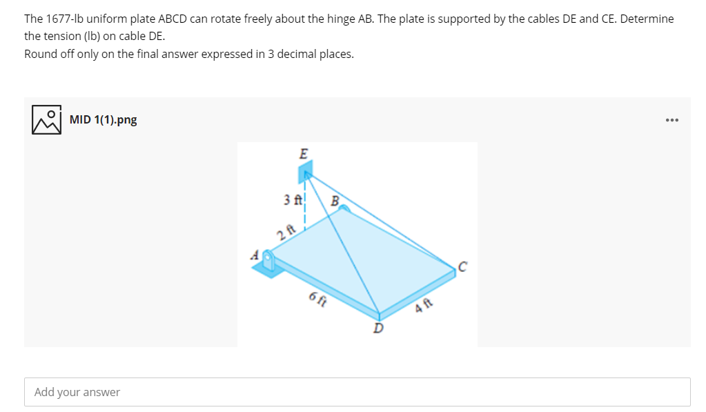 Solved The 1677 1b Uniform Plate Abcd Can Rotate Freely