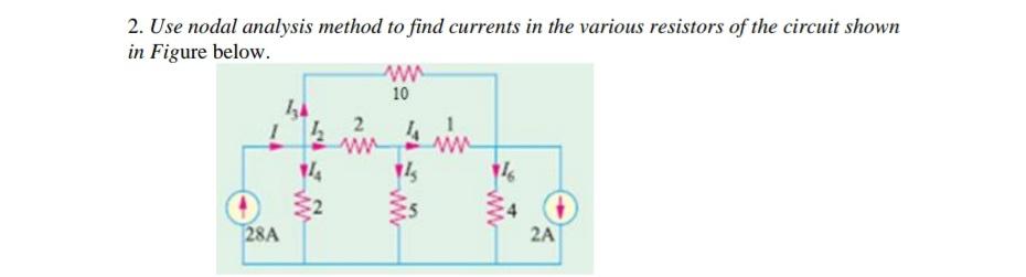 Solved 2. Use nodal analysis method to find currents in the | Chegg.com