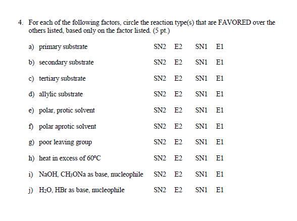 Solved 4. For each of the following factors, circle the | Chegg.com