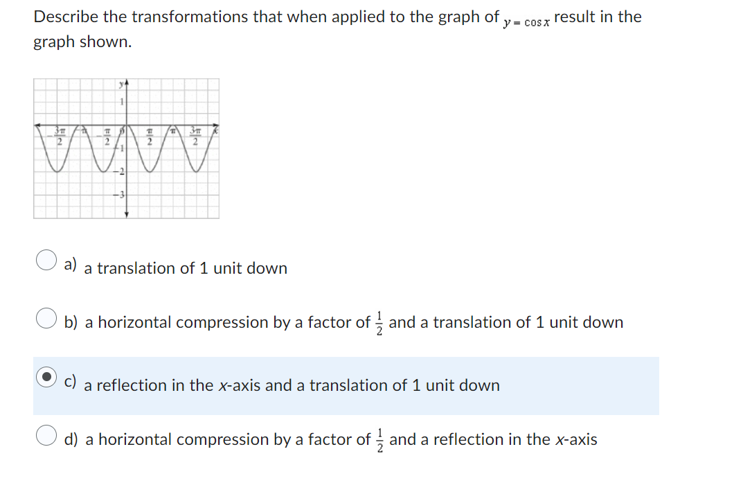 Solved Describe the transformations that when applied to the | Chegg.com