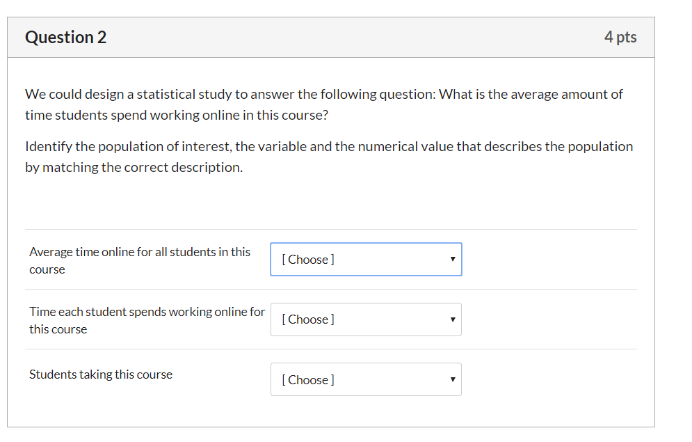Solved choose from these - population of interest - | Chegg.com