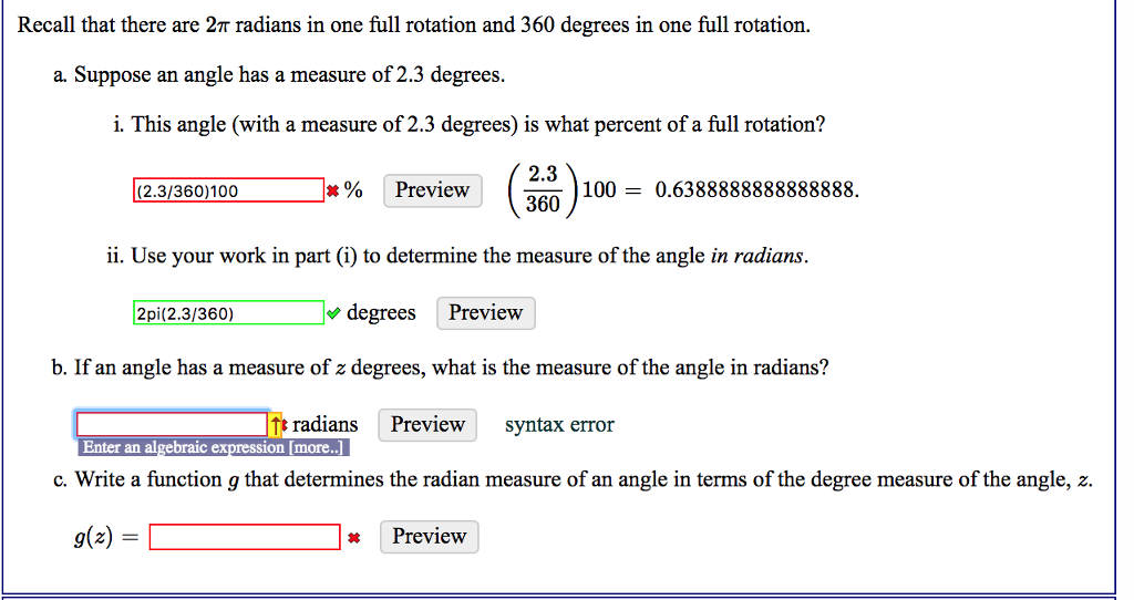 Solved Recall That There Are 2T Radians In One Full Rotation Chegg