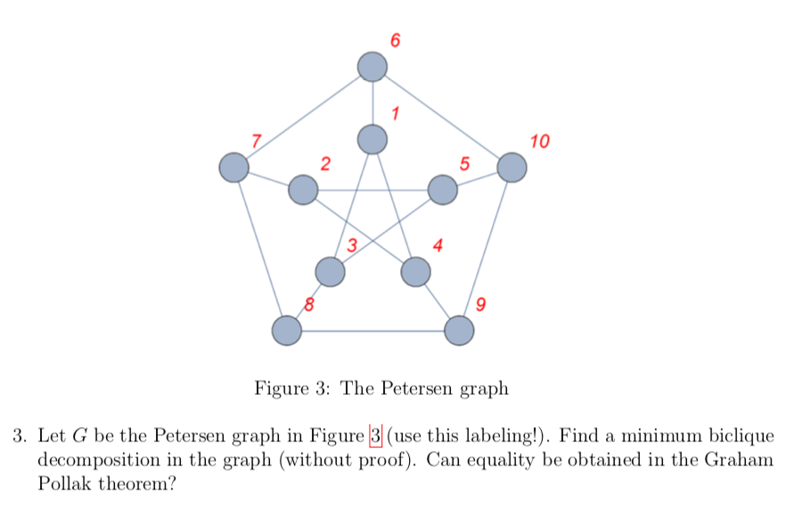 Solved 10 3 Figure 3: The Petersen graph 3. Let G be the | Chegg.com