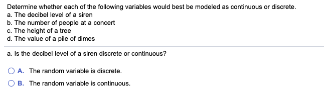 Solved Determine whether each of the following variables | Chegg.com