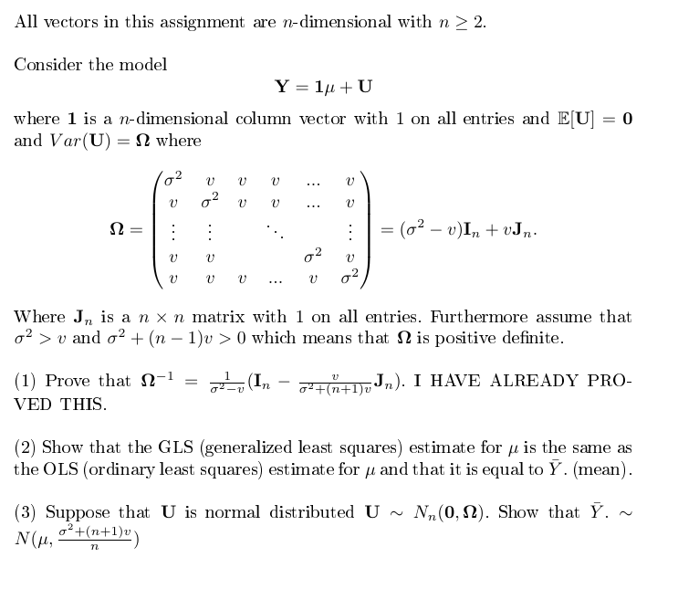 All vectors in this assignment are n-dimensional with | Chegg.com